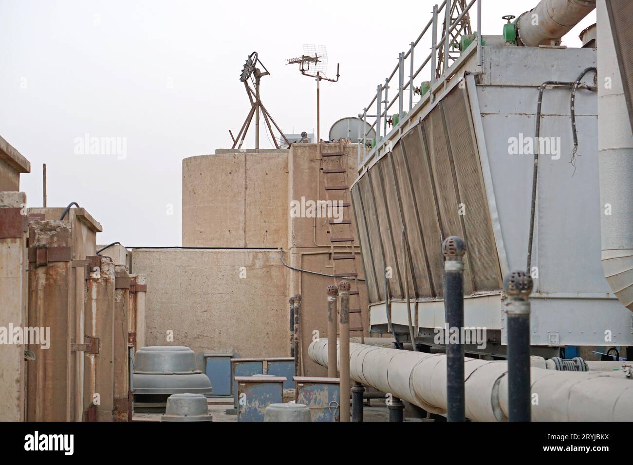 Big ventilation cooling system Hvac units at top of building in Kuwait ...