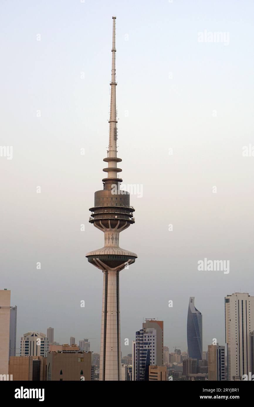 Famous landmark Liberation tower structure in Kuwait at dusk Stock ...