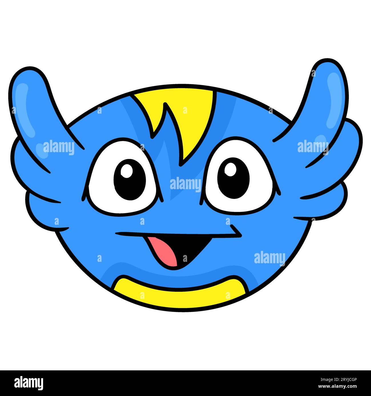 cute blue monster head smiling friendly, vector illustration carton ...
