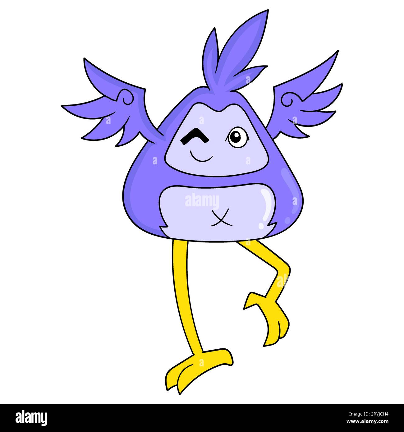 cute long-legged bird with short wings, vector illustration art. doodle ...