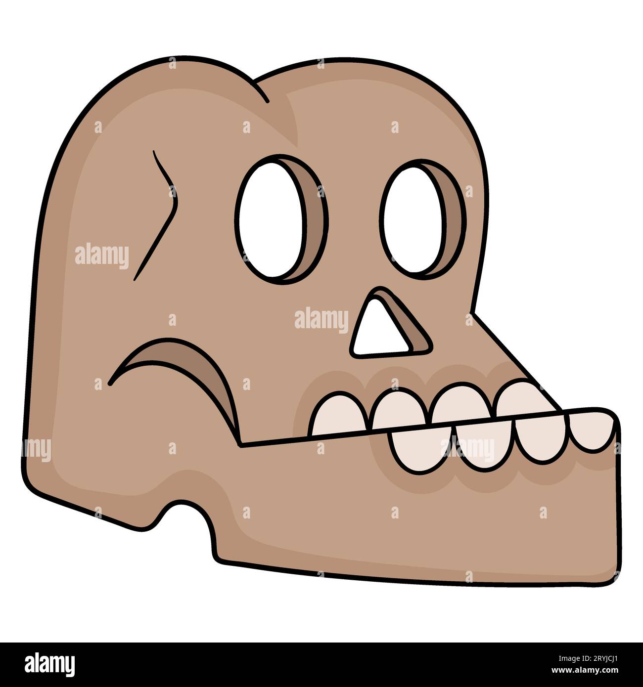 brown skull head, vector illustration carton emoticon. doodle icon ...