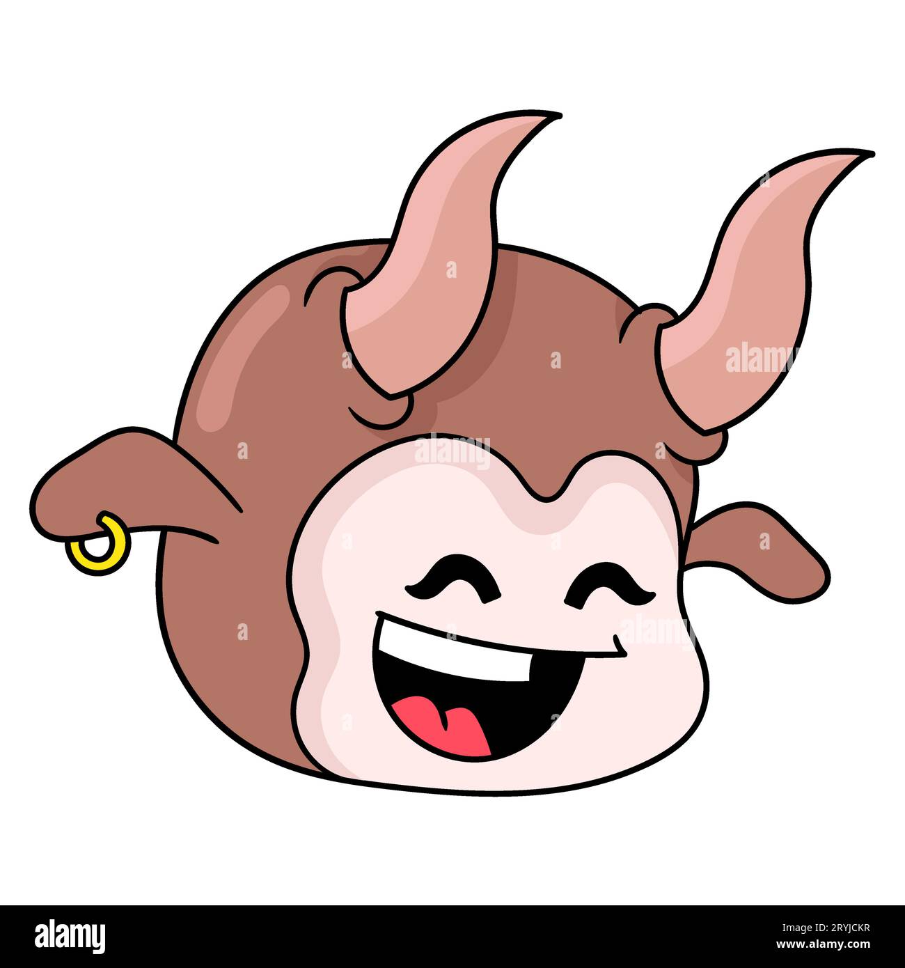 smiling face brown buffalo head, vector illustration carton emoticon ...