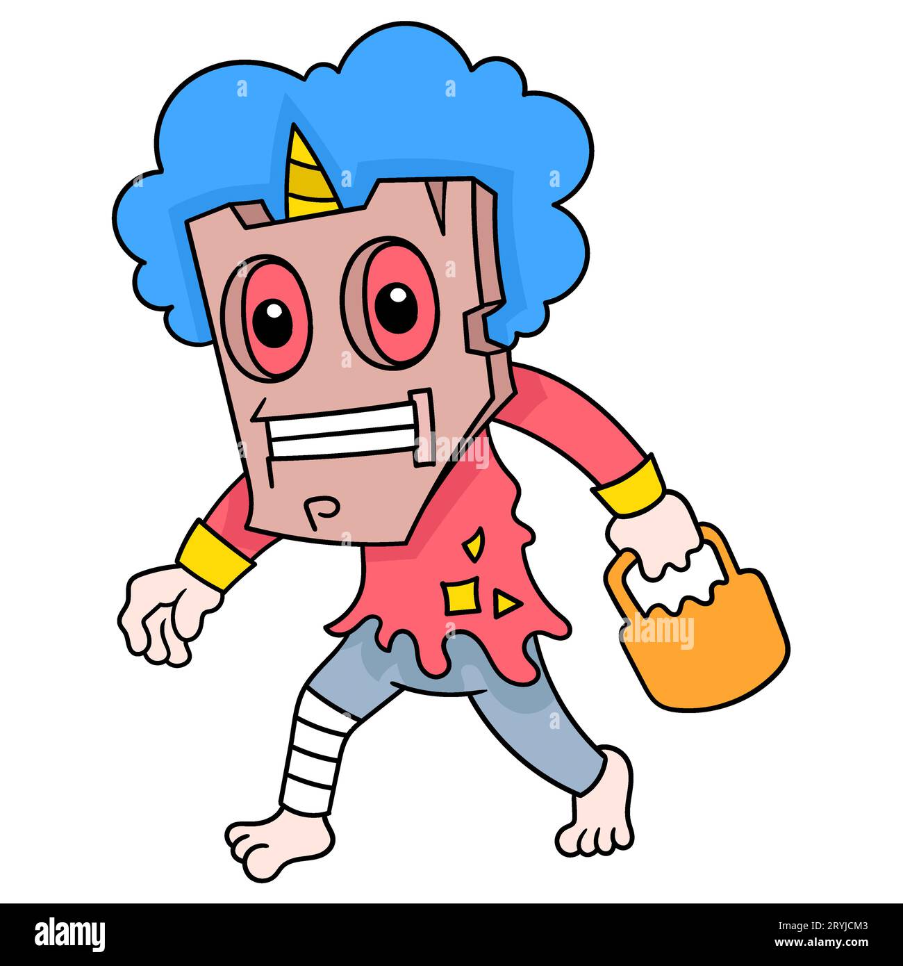 halloween party monster running scary, vector illustration art. doodle ...