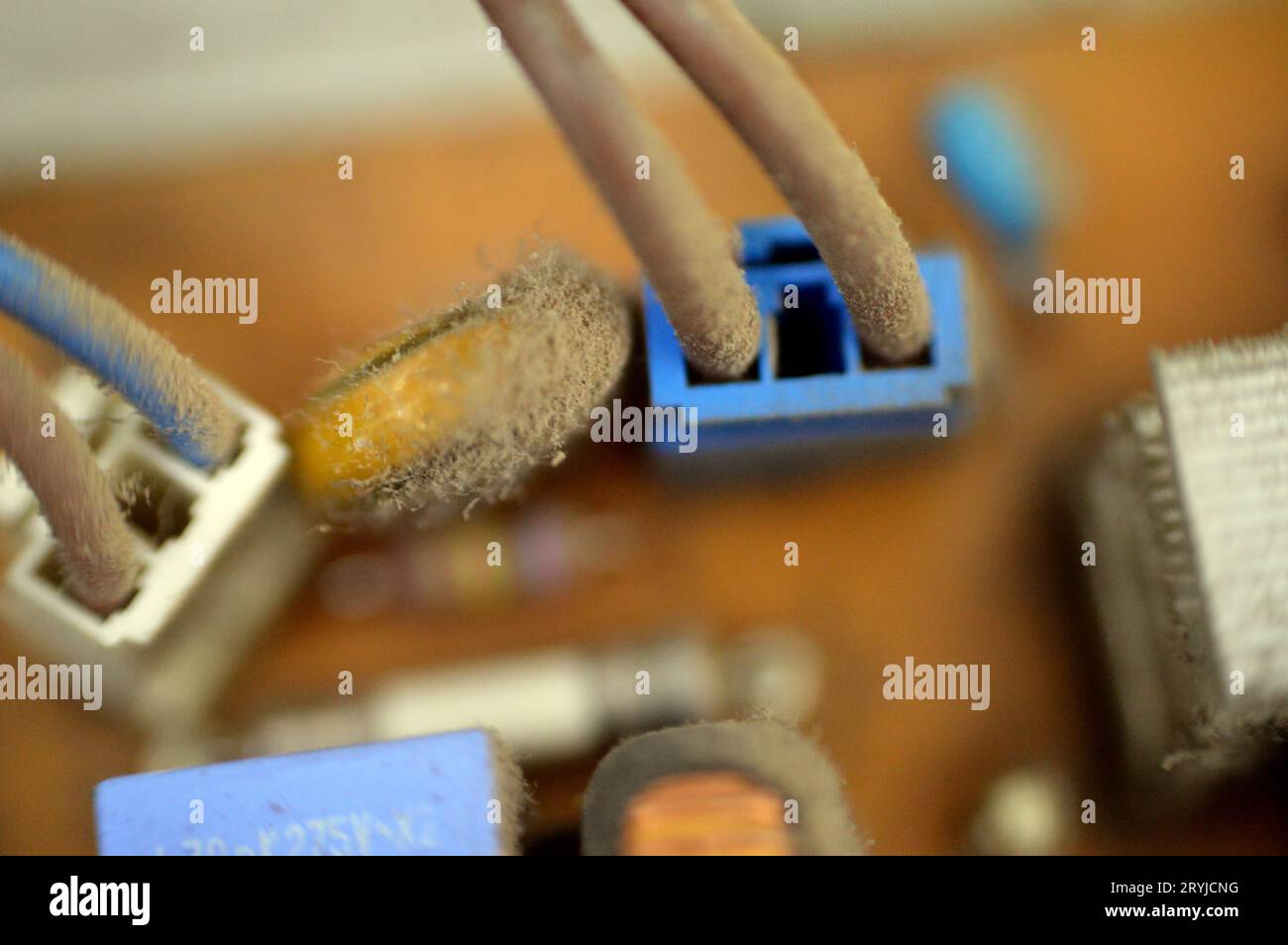 interior of LCD TV Television main board power circuit, wires ...