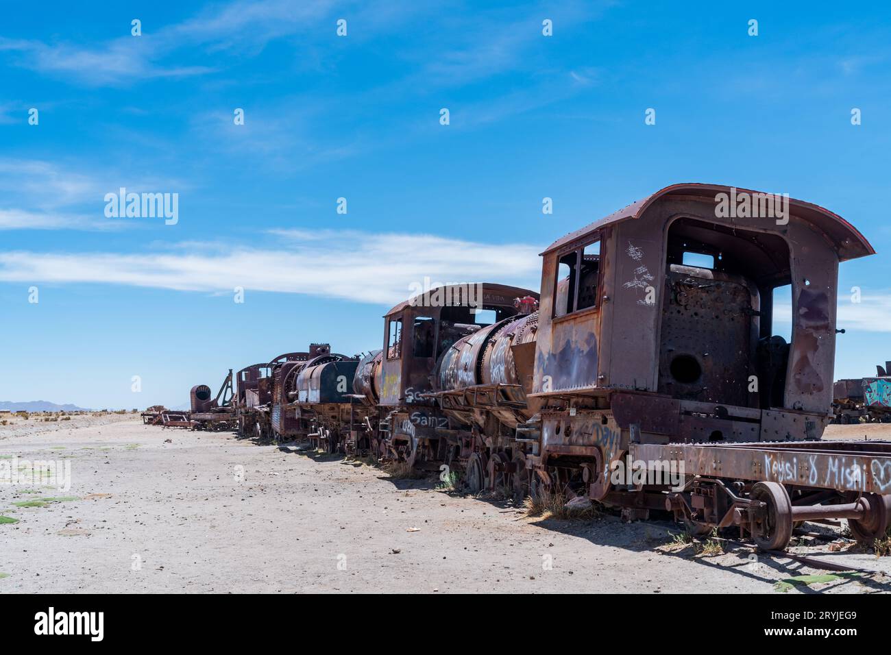 Train graveyard in the bolivian altiplano Stock Photo - Alamy