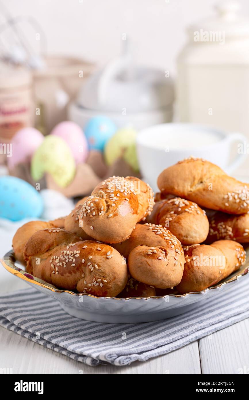 Homemade Greek Easter cookies koulourakia Stock Photo - Alamy