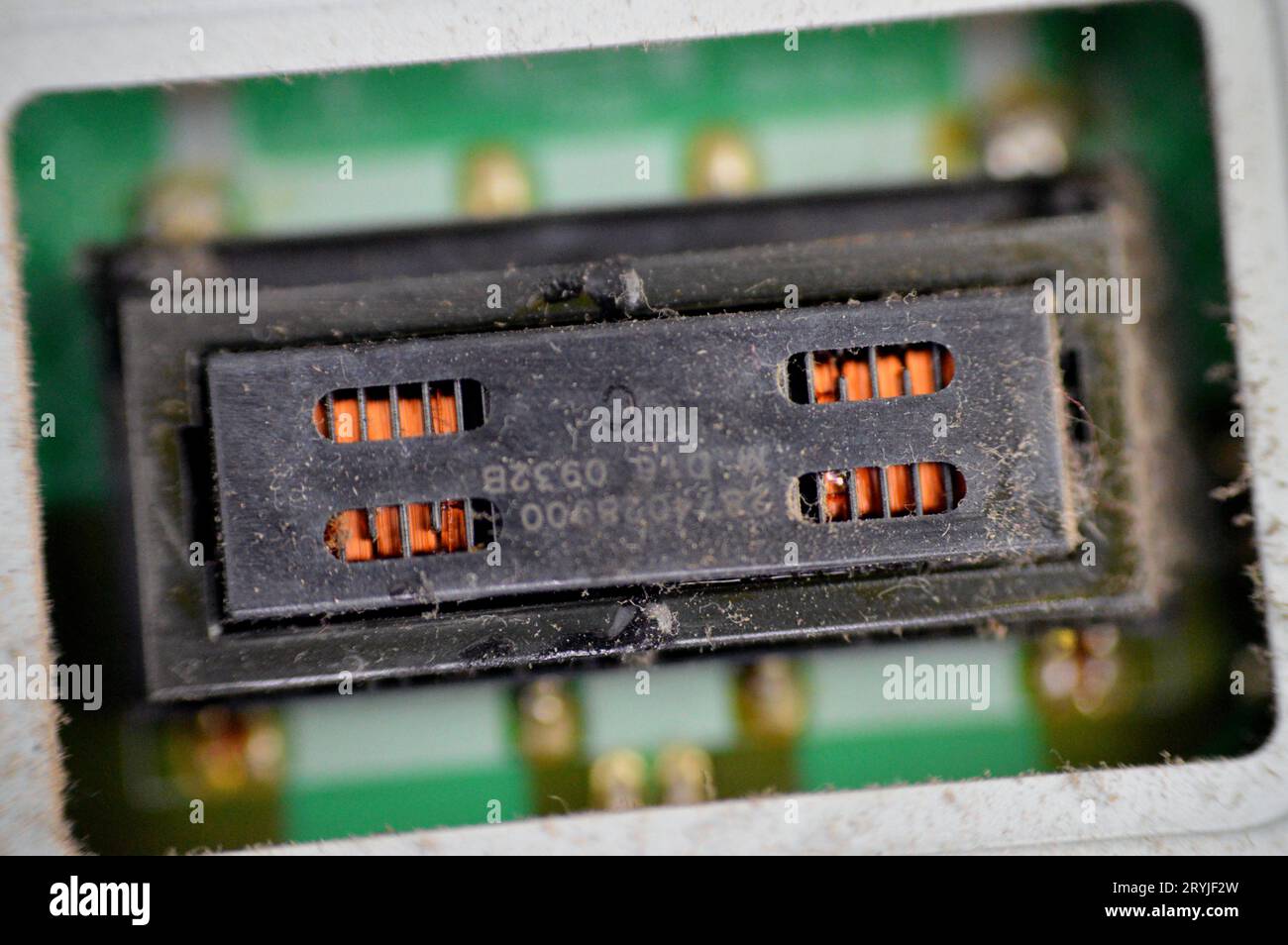 interior of LCD TV Television main board power circuit, wires ...