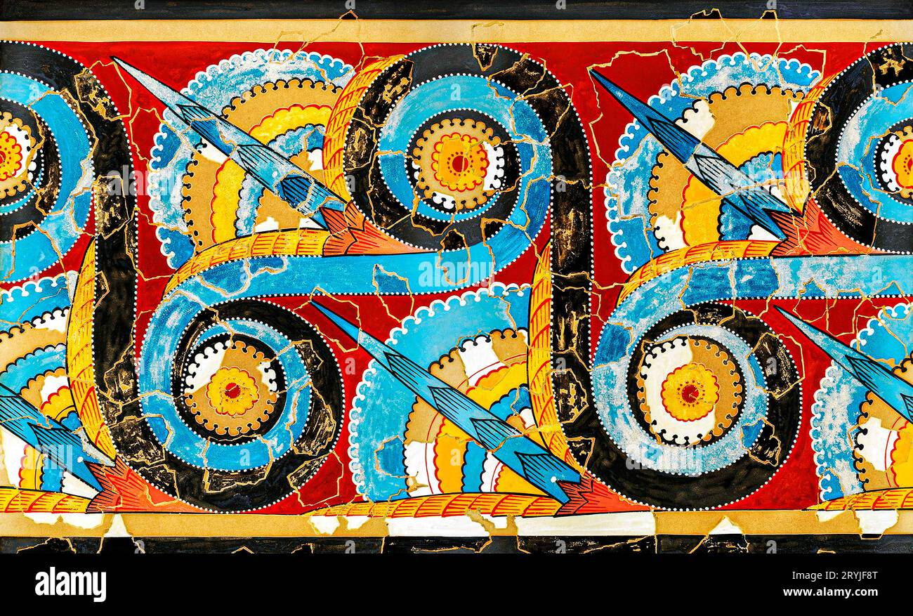 Reproduction of the Great S; spiral frieze fresco ca. 1400; 1200 B.C ...
