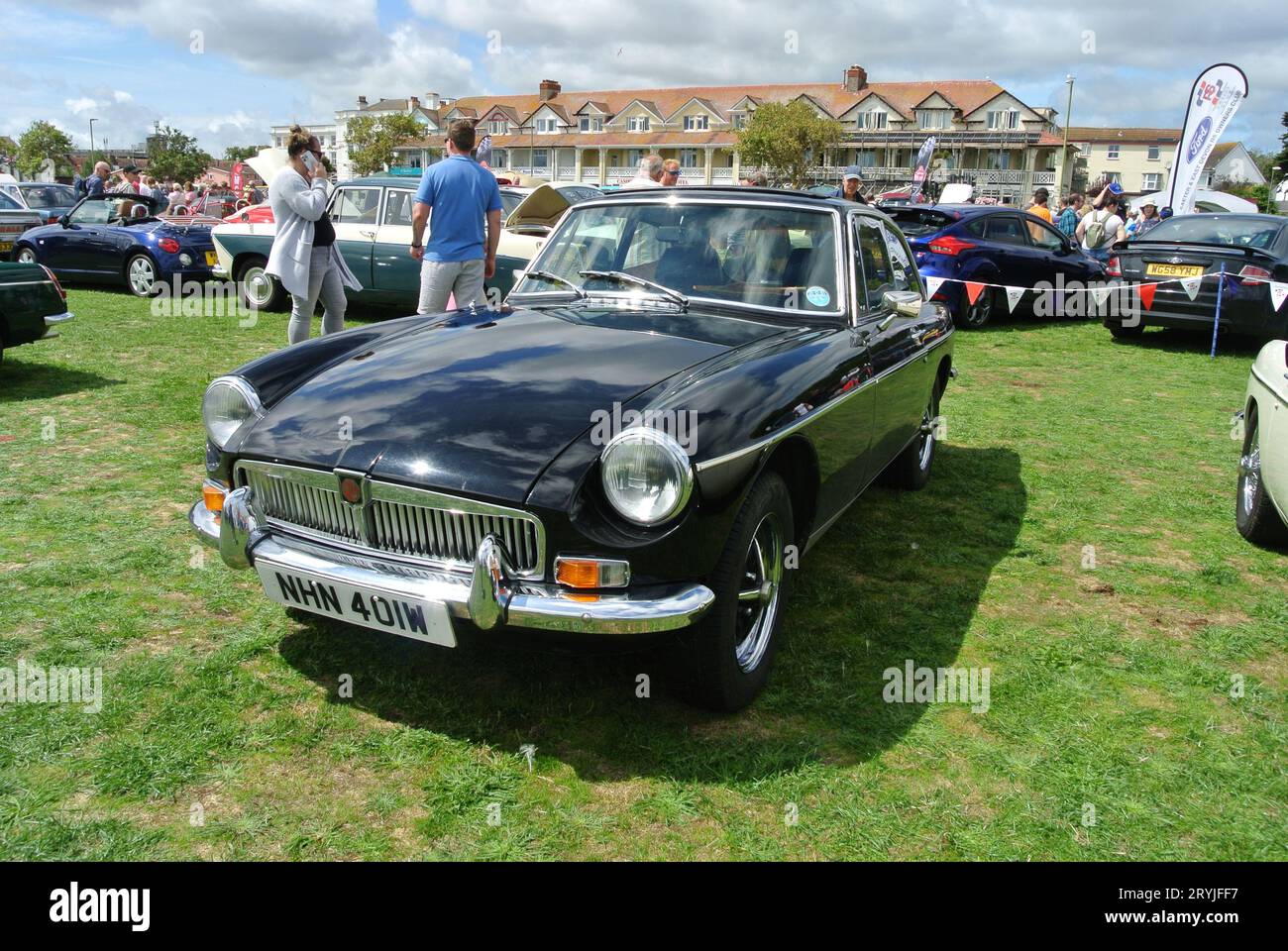 A 1981 MG BGT parked on display at the English Riviera classic car show ...