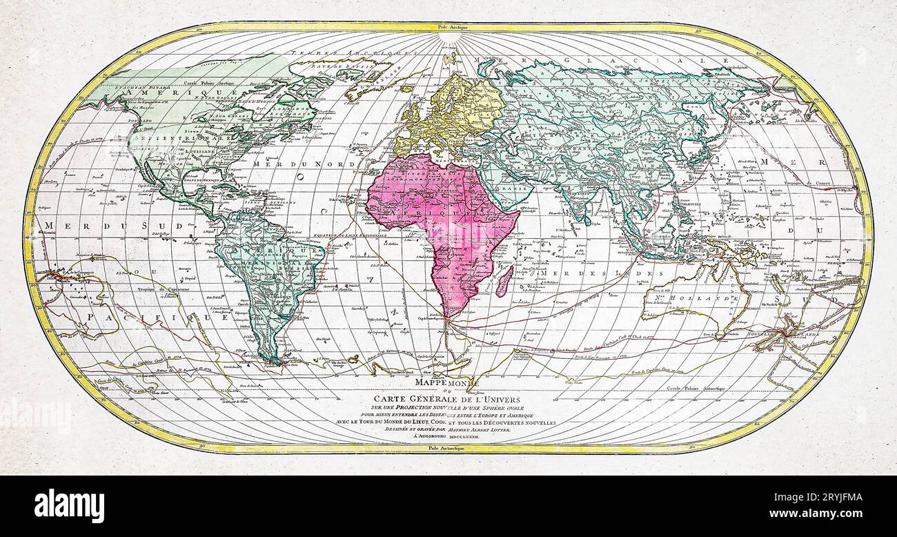 Mappe Monde ou Carte ge?ne?rale de l'Univers (1782) by Mathieu Albert Lotter Stock Photo - Alamy