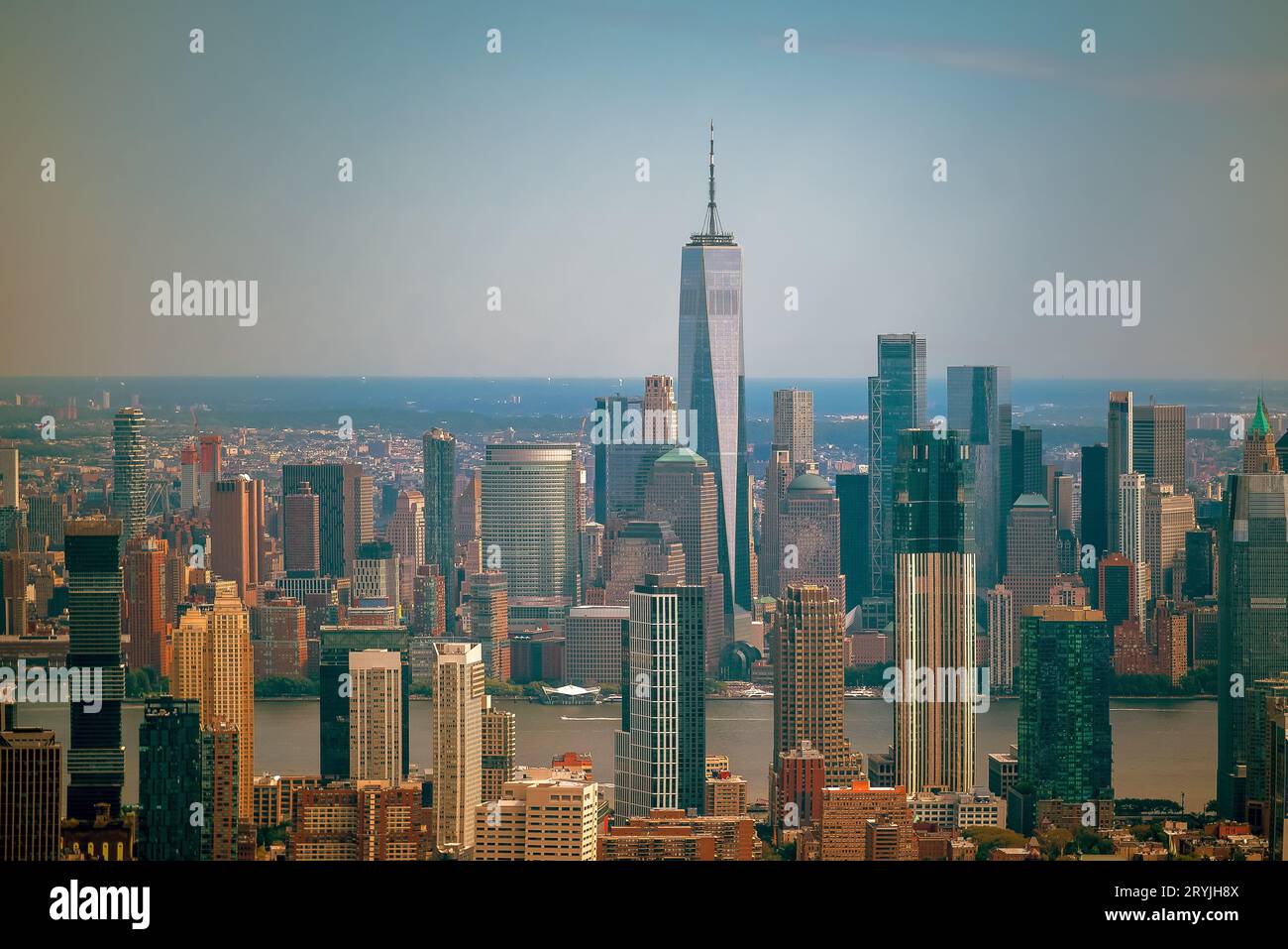 Aerial cityscape about The New york city's skyscrapers. Lower Manhattan ...