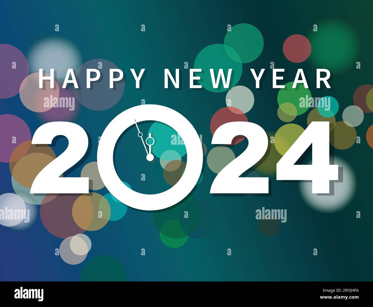 Happy new year 2024. Hanging white paper number with confetti on a ...