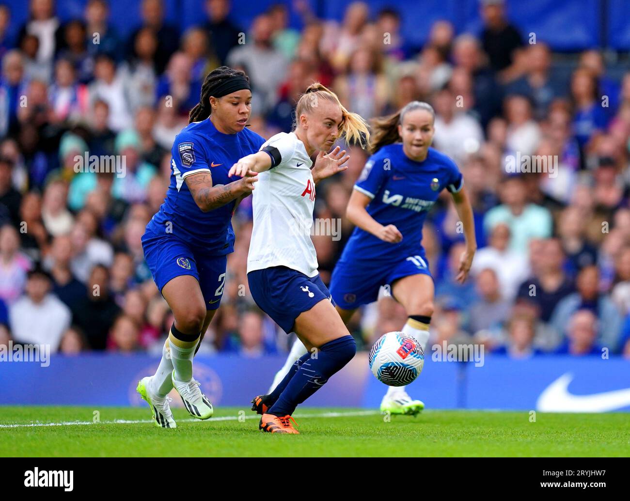 Chelsea's Mia Fishel (left) and Tottenham Hotspur's Molly Bartrip ...