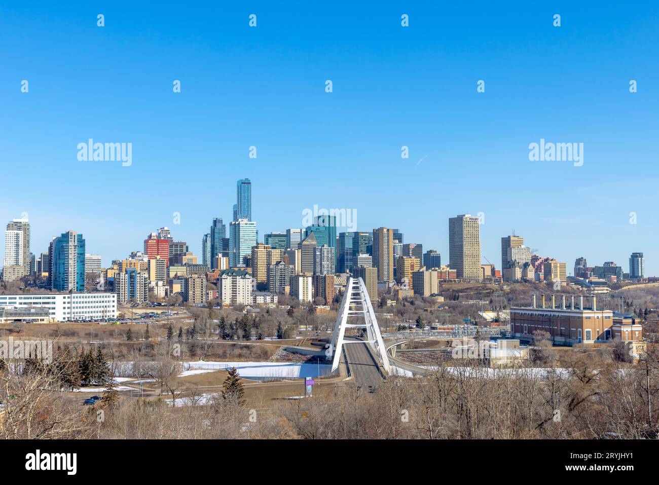Edmonton, Alberta. Mar 30, 2023. Front view to the Skyline of Downtown ...