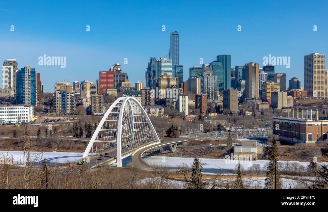 Edmonton, Alberta. Mar 30, 2023. Skyline of Downtown Edmonton with the ...