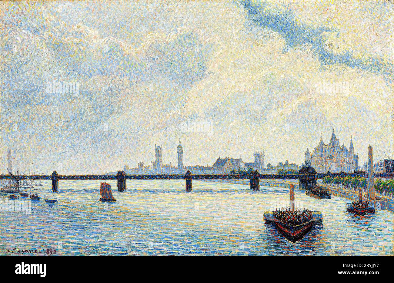 Charing Cross Bridge, London (1890) by Camille Pissarro Stock Photo - Alamy