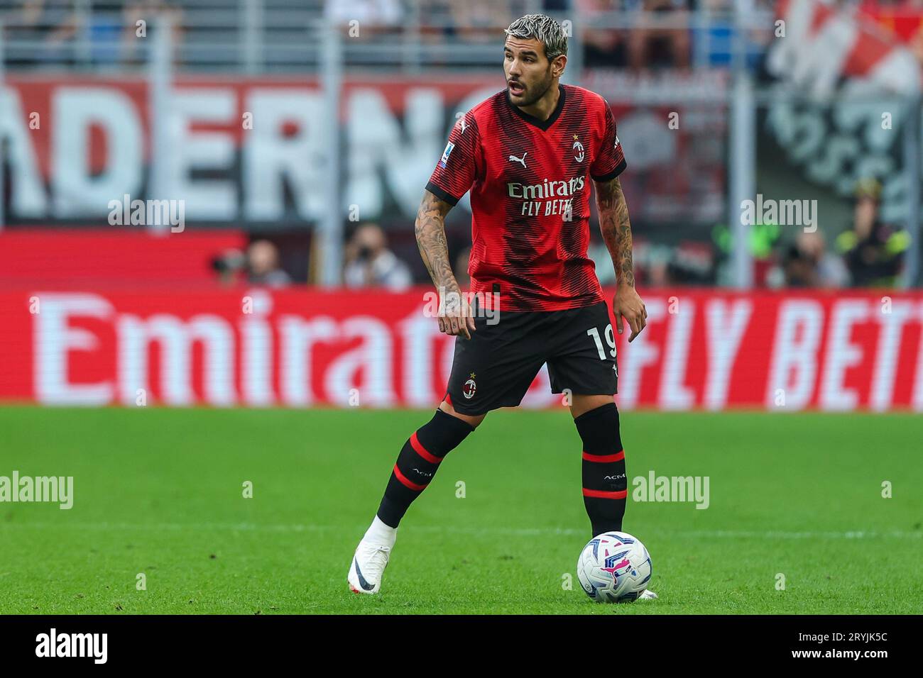 Theo Hernandez of AC Milan seen in action during Serie A 2023/24 ...