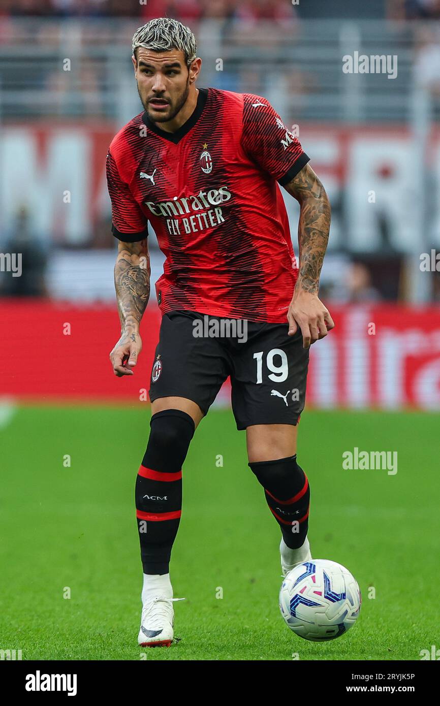 Theo Hernandez of AC Milan seen in action during Serie A 2023/24 ...