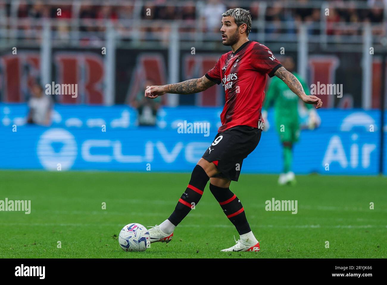 Theo Hernandez of AC Milan seen in action during Serie A 2023/24 ...