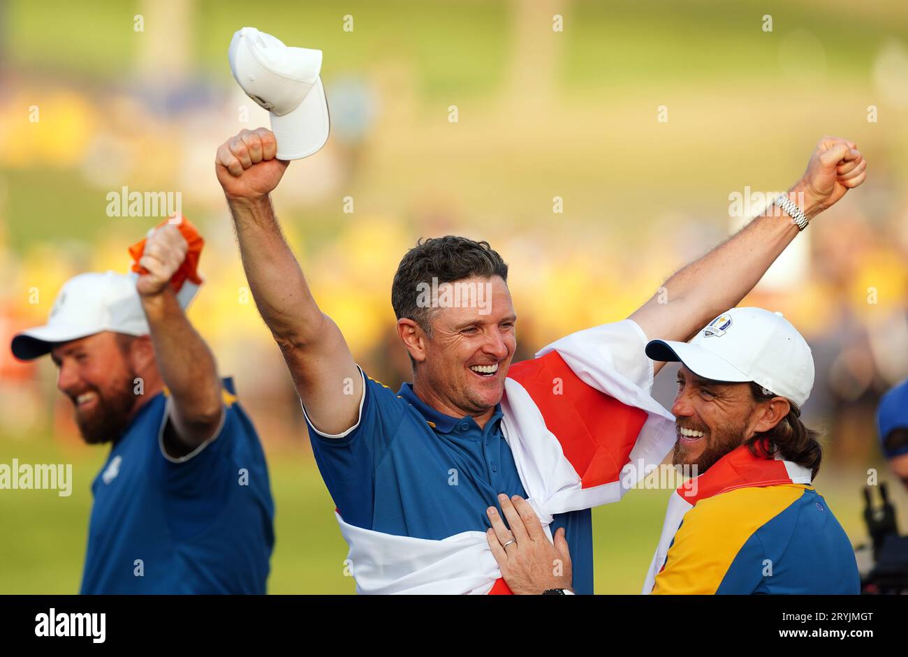 Team Europe's Justin Rose and Tommy Fleetwood celebrate after Europe ...