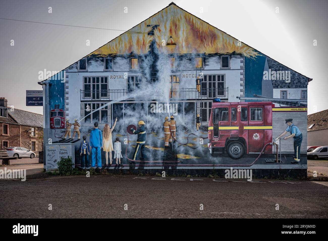 Royal Hotel Fire Department Art at a Building Facade in Invergordon ...