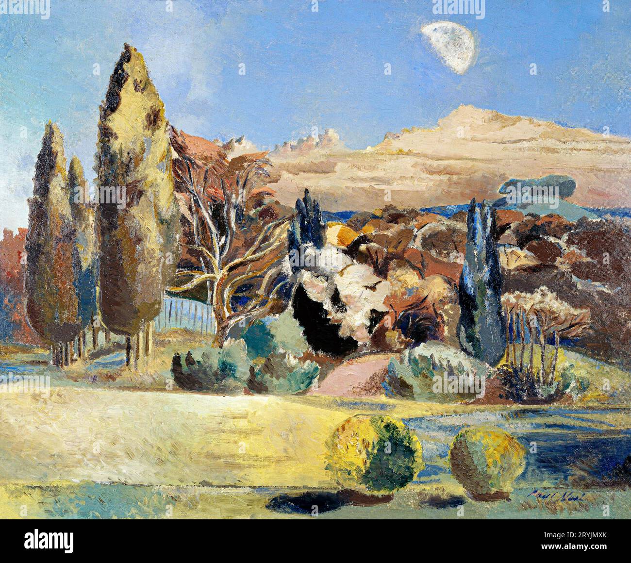 Landscape of the Moon's First Quarter painting in high resolution by ...