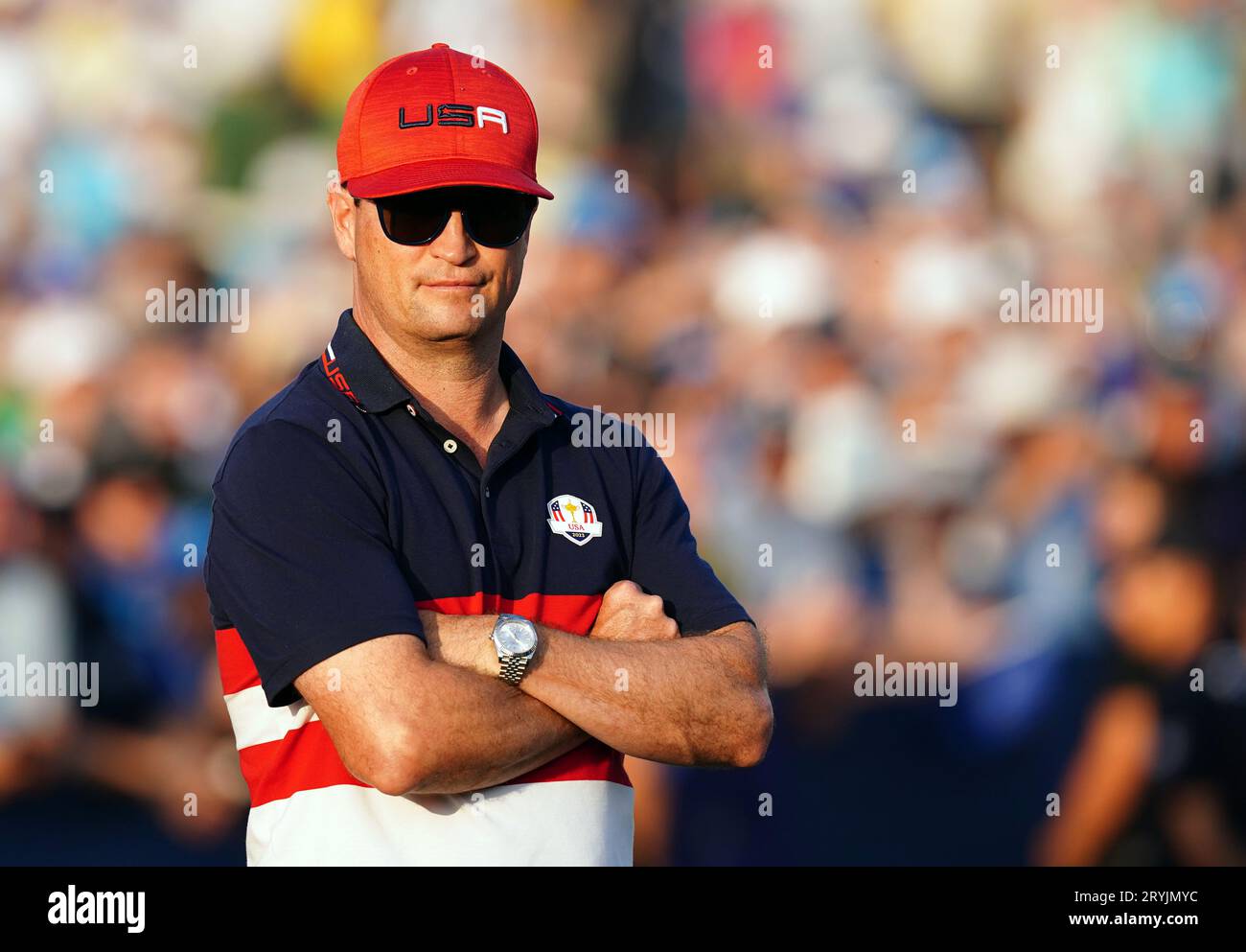 USA Captain Zach Johnson stands dejected after Europe regained the ...