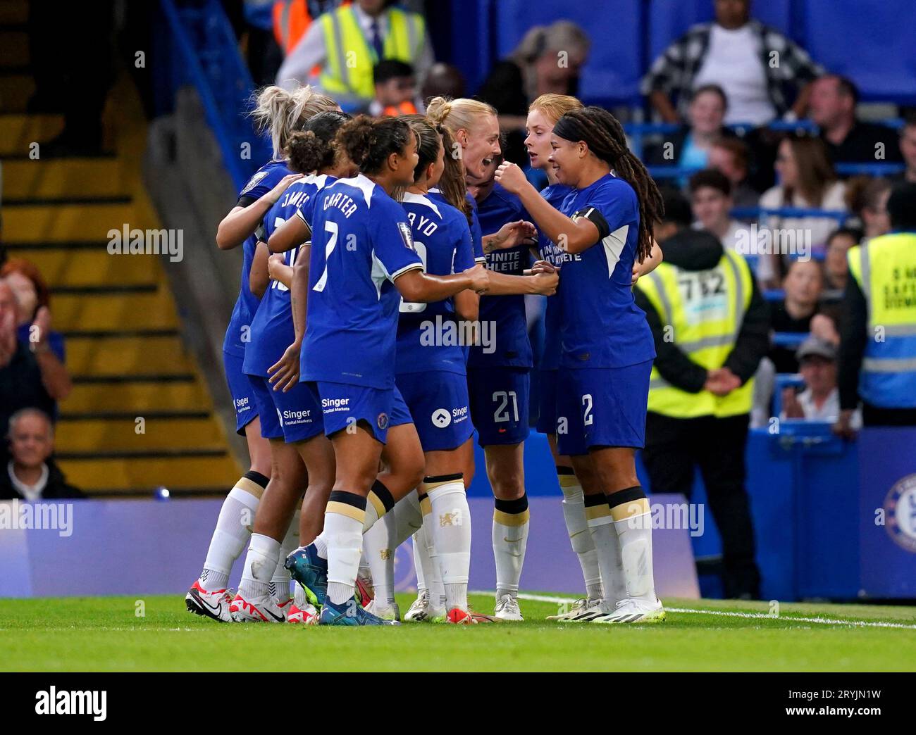 Chelsea's Mia Fishel (right) celebrates with her team-mates after ...