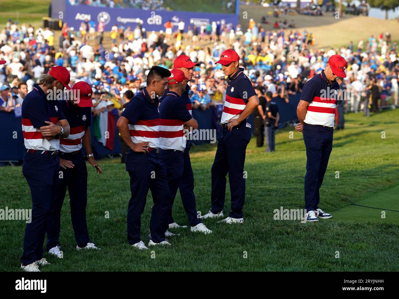 USA Captain Zach Johnson (right) stands dejected alongside Jordan ...