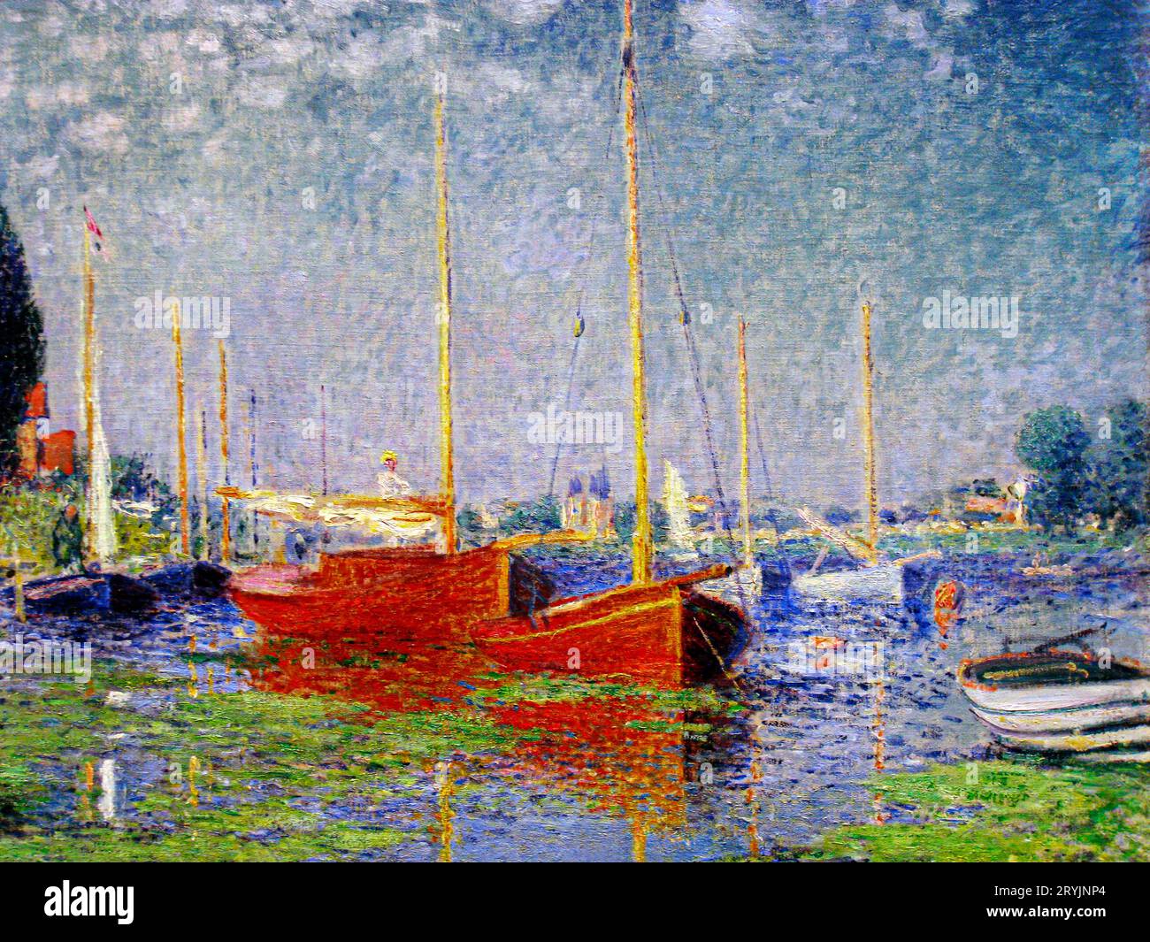 Monet painting red boats hi-res stock photography and images - Alamy