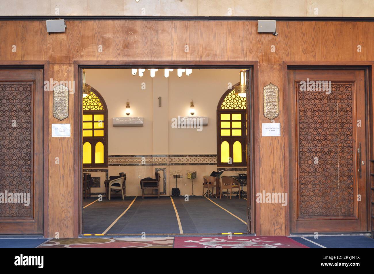 Cairo, Egypt, September 17 2023: The interior of a grand large mosque ...