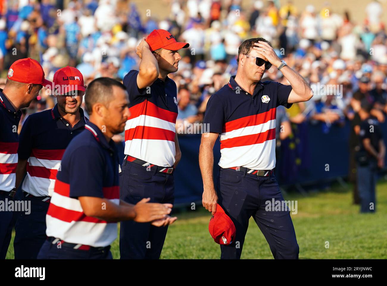 USA Captain Zach Johnson (right) stands dejected alongside Jordan ...