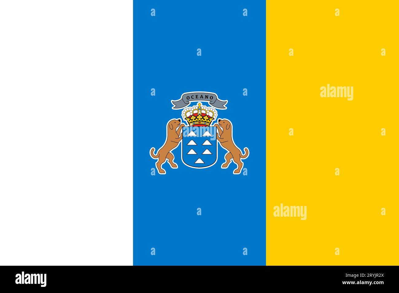 The official current flag and coat of arms of Canary Islands. Flag of ...