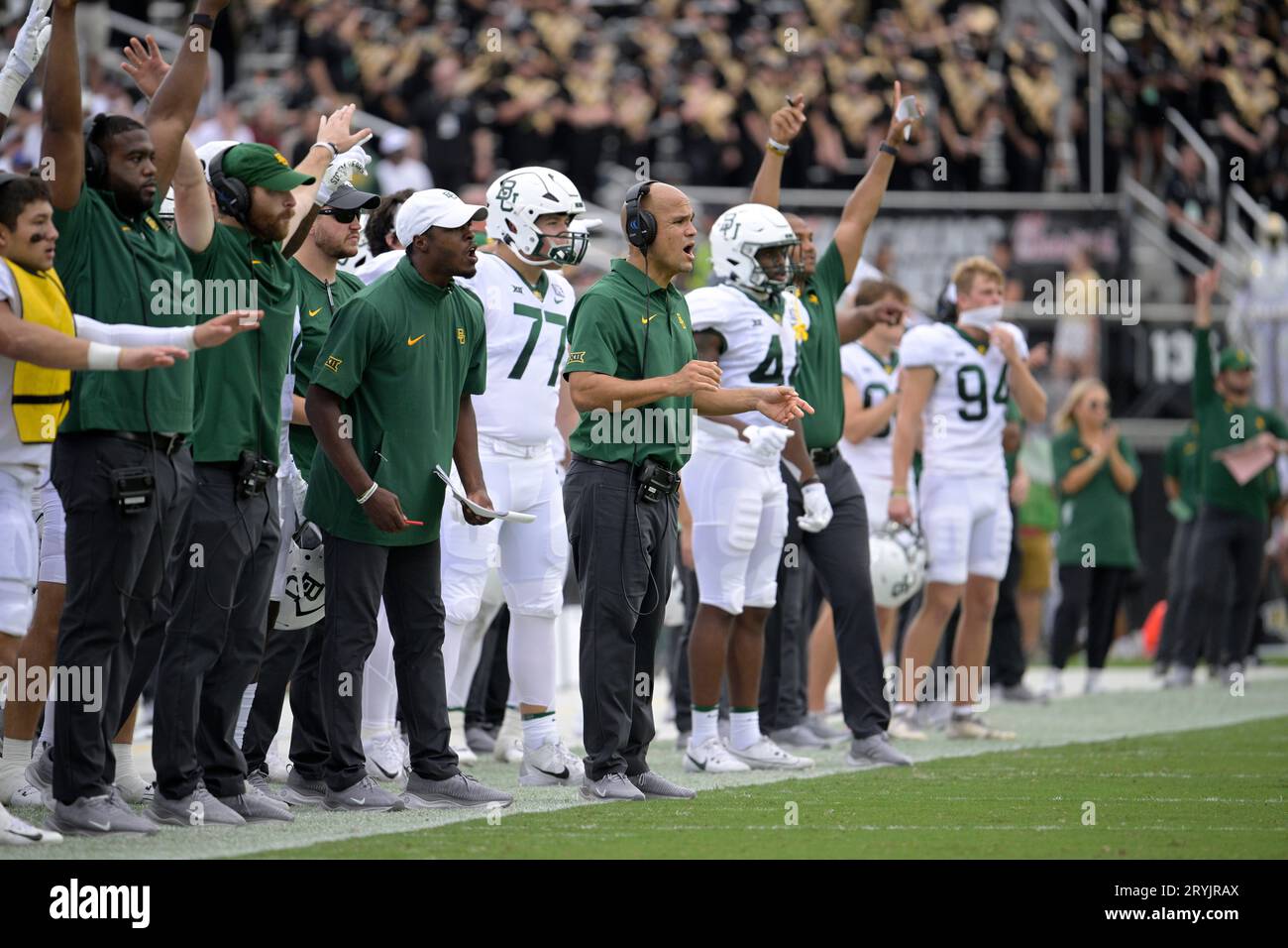 Baylor head coach Dave Aranda, center, reacts to a play during the ...
