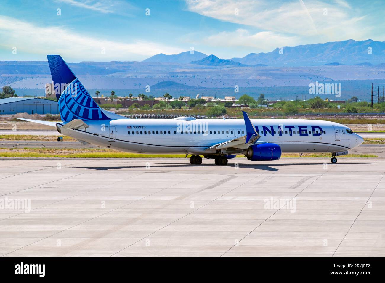 United Boeing 737-Max at Tucson International Airport being readied for ...