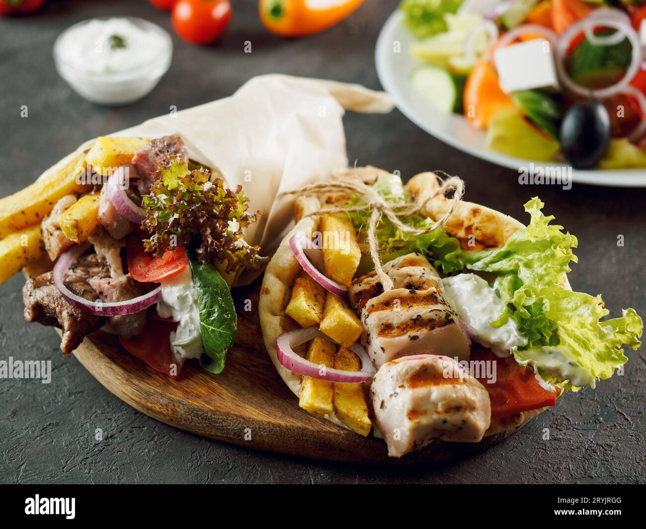 Greek fast food gyros Stock Photo - Alamy