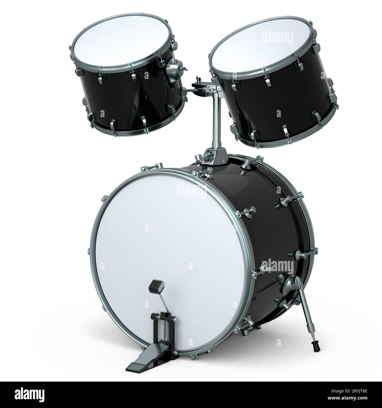 Set of realistic drums with pedal on white background. 3d render ...