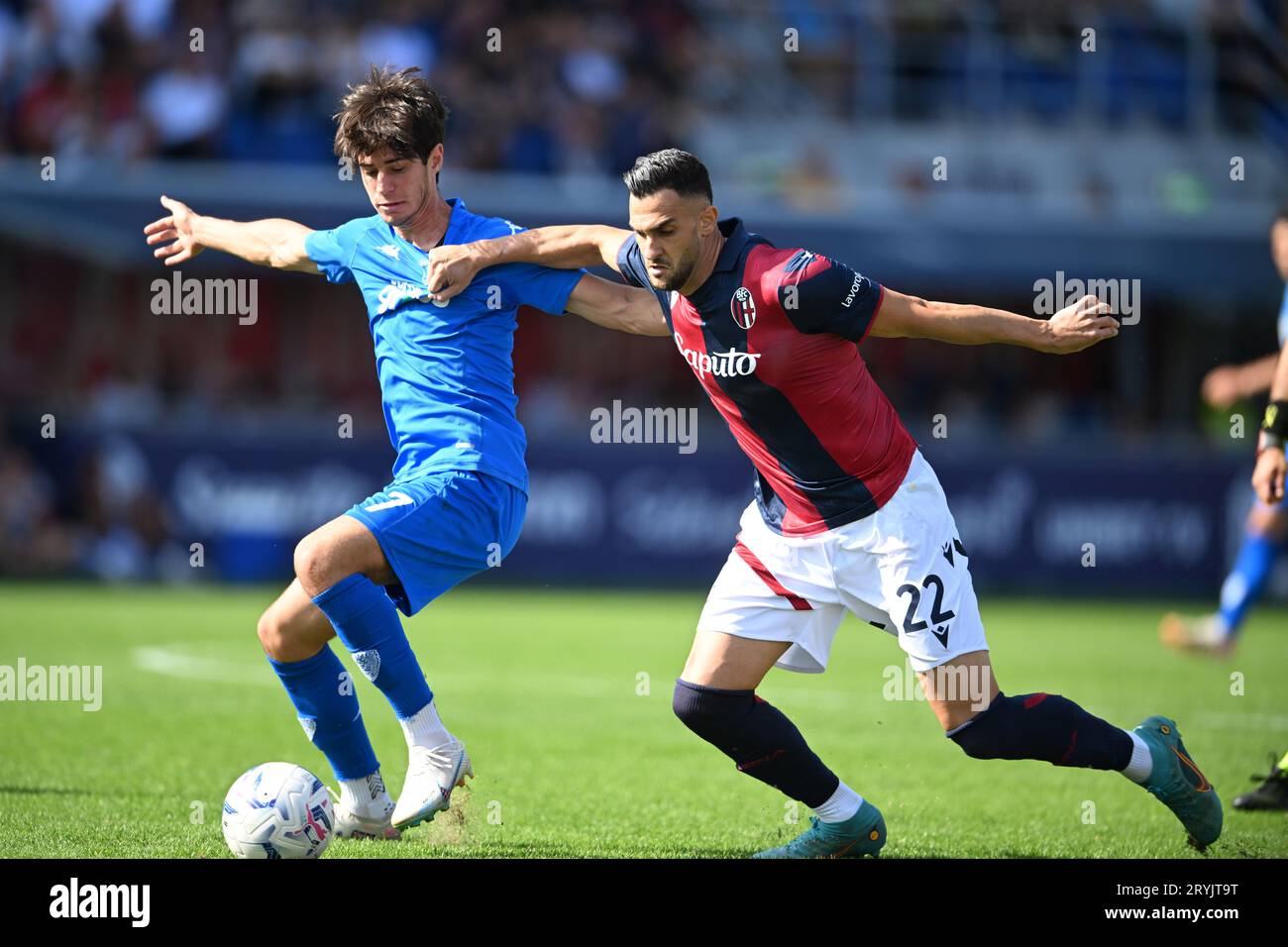 Stiven Shpendi (Empoli)Charalampos Lykogiannis (Bologna) during the ...