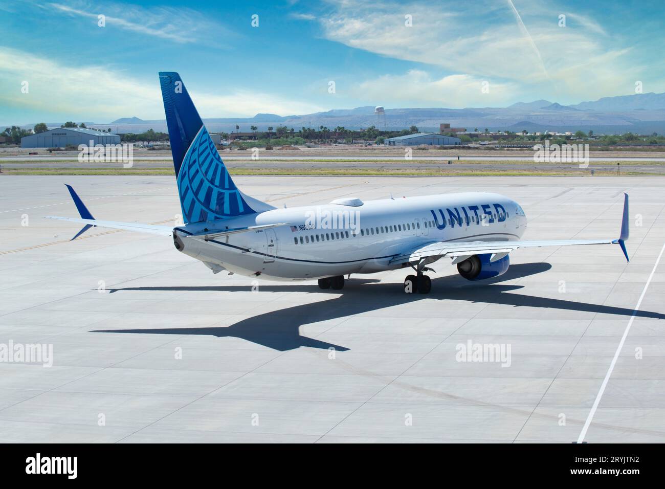 United Boeing 737-Max at Tucson International Airport being readied for ...
