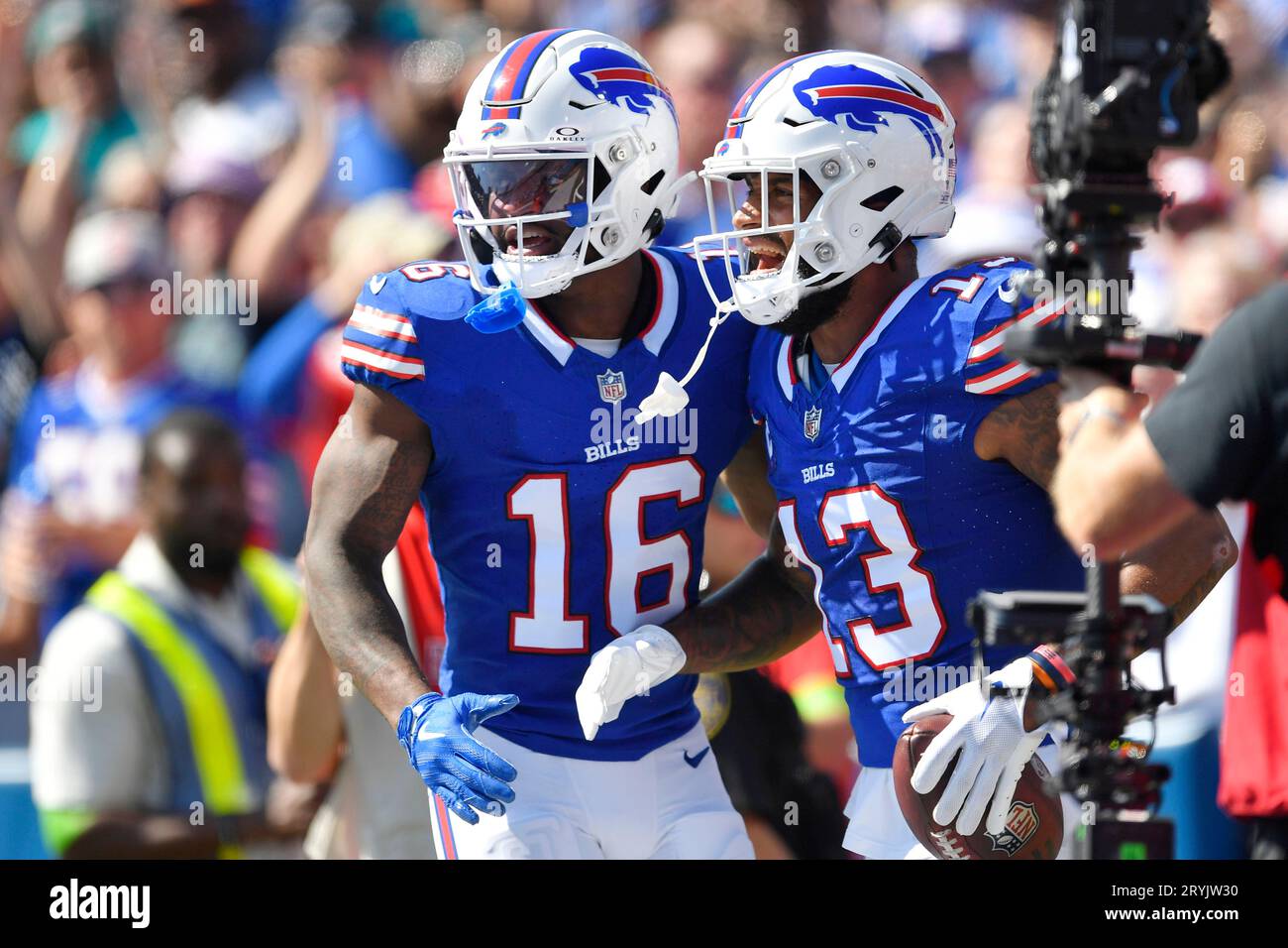 Buffalo Bills wide receiver Gabe Davis (13) celebrates his touchdown ...