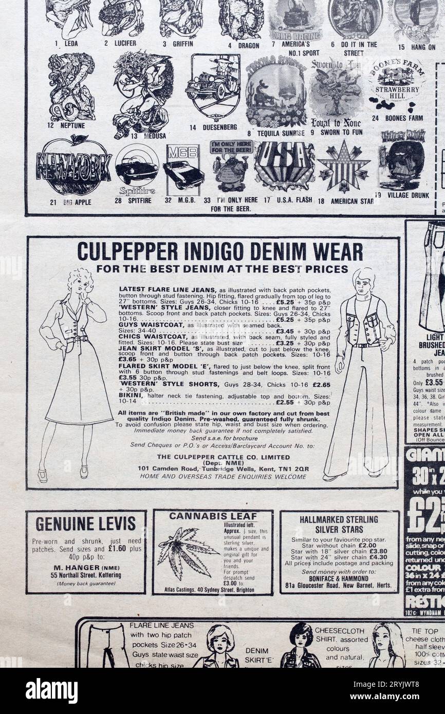 Advert for Clothing in 1970s issue of NME New Musical Express Music ...