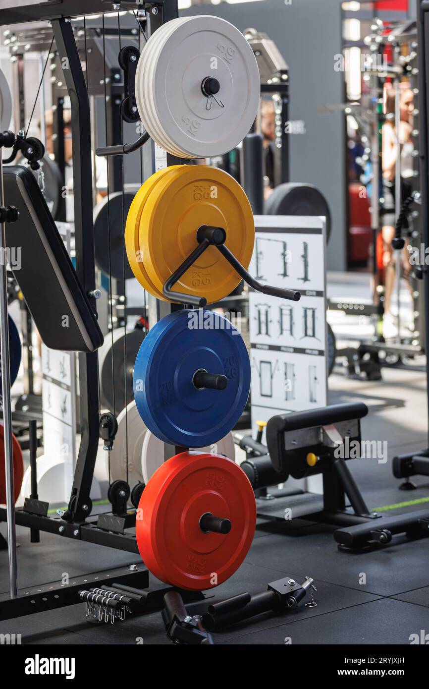 Colorful Gym Weight Plates Discs, Fitness Equipment Stock Photo - Alamy