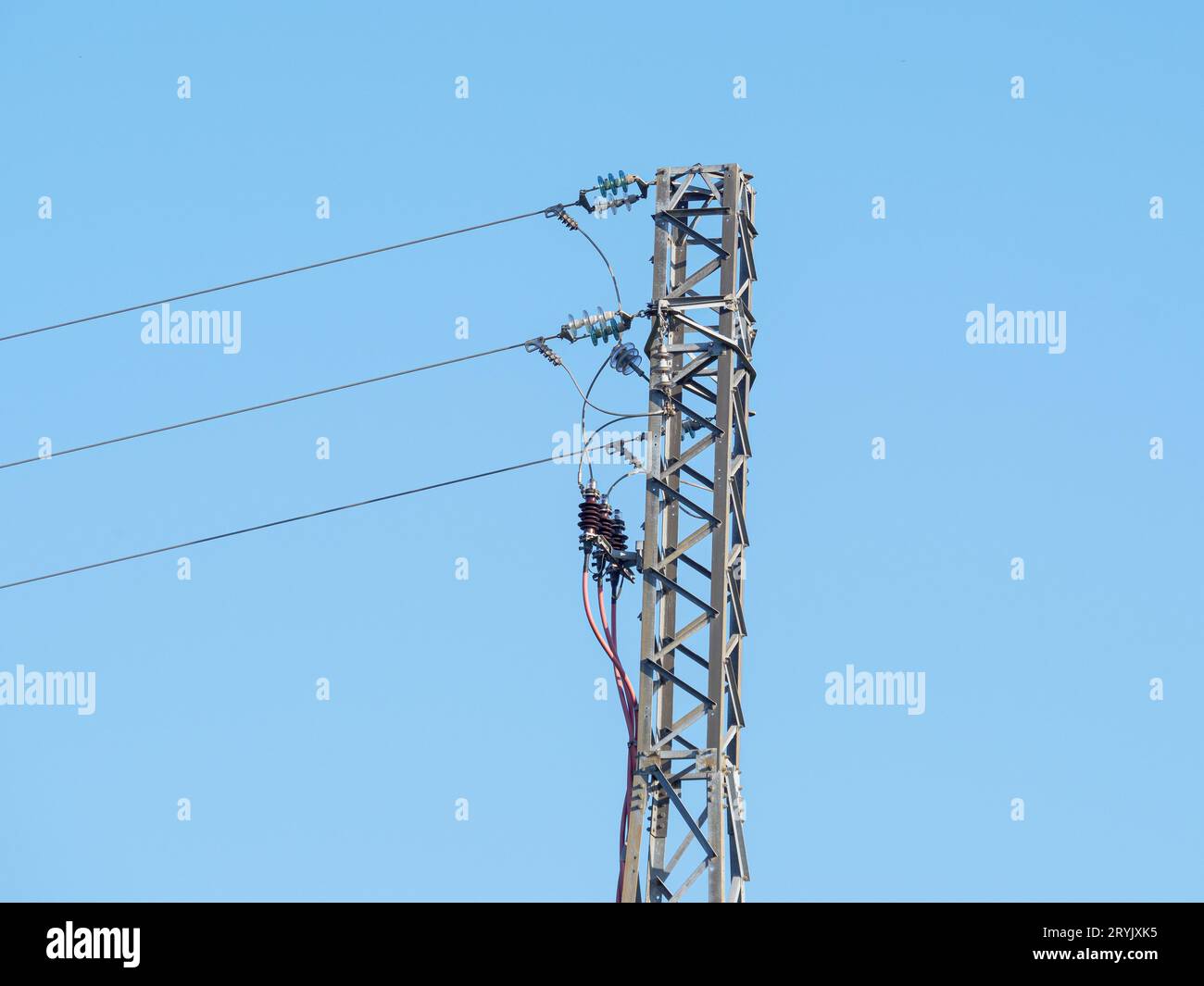 Top Terminal Part of a High Voltage Electric Cable Pylon Stock Photo ...