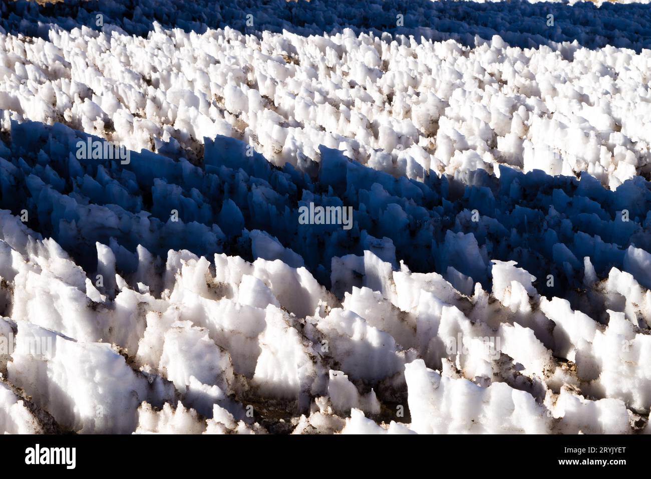 Ice formations modeled by wind from Bolivia. Andean plateau Stock Photo ...