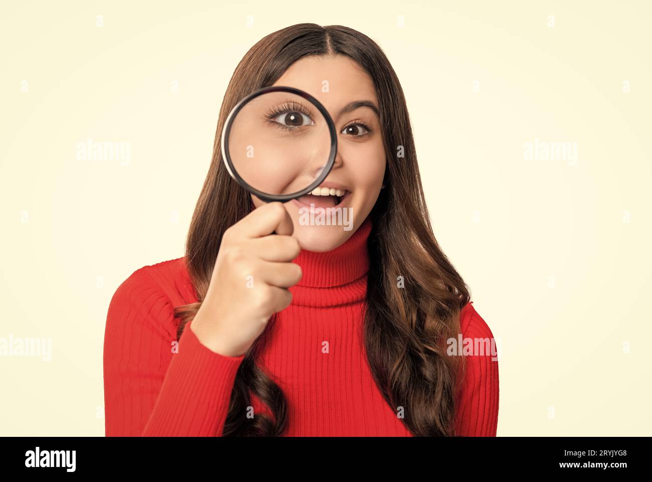 surprised curious teen girl in studio. curious teen girl with ...