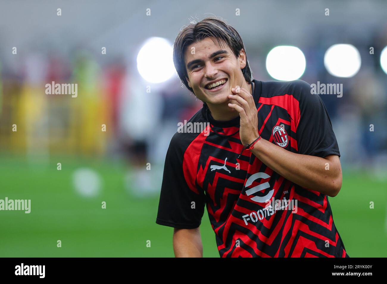 Milan, Italy. 30th Sep, 2023. Luka Romero of AC Milan looks on during ...