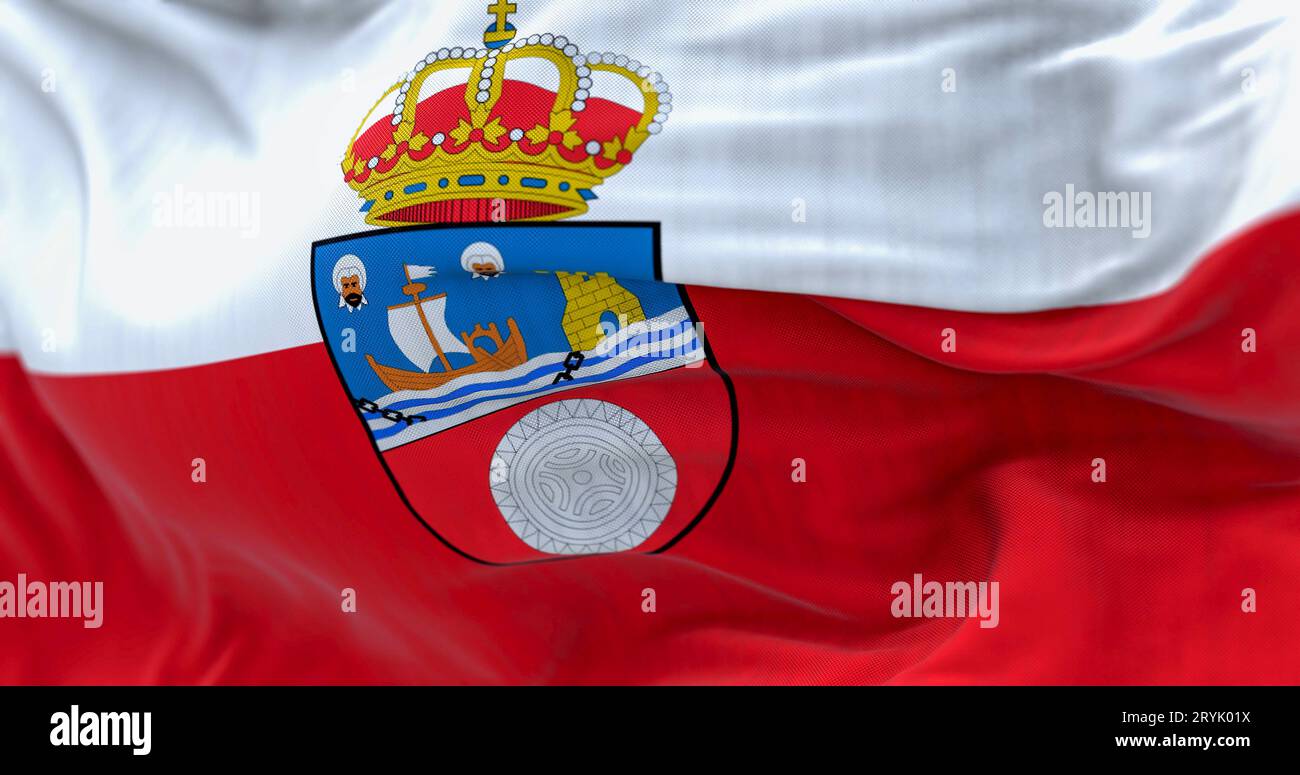 Detail of the Cantabria flag waving in the wind Stock Photo - Alamy