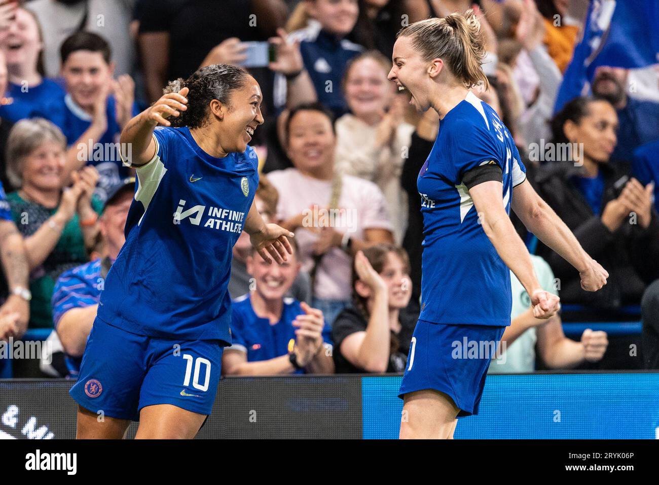 London, England on 1 October 2023. Lauren James of Chelsea (left ...