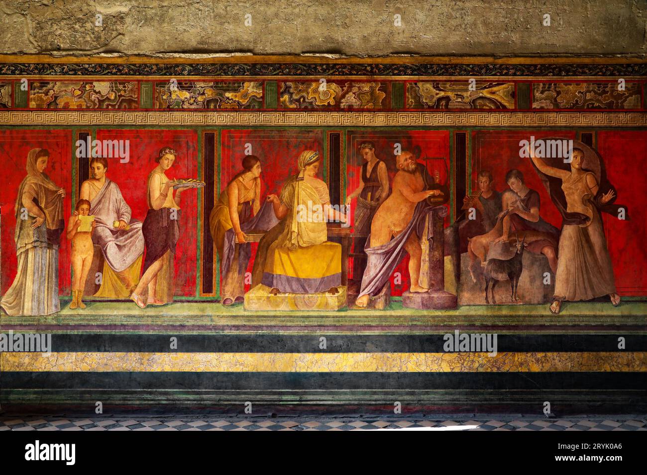 Wonderful fresco from the Villa dei Misteri in Pompeii, Italy Stock ...