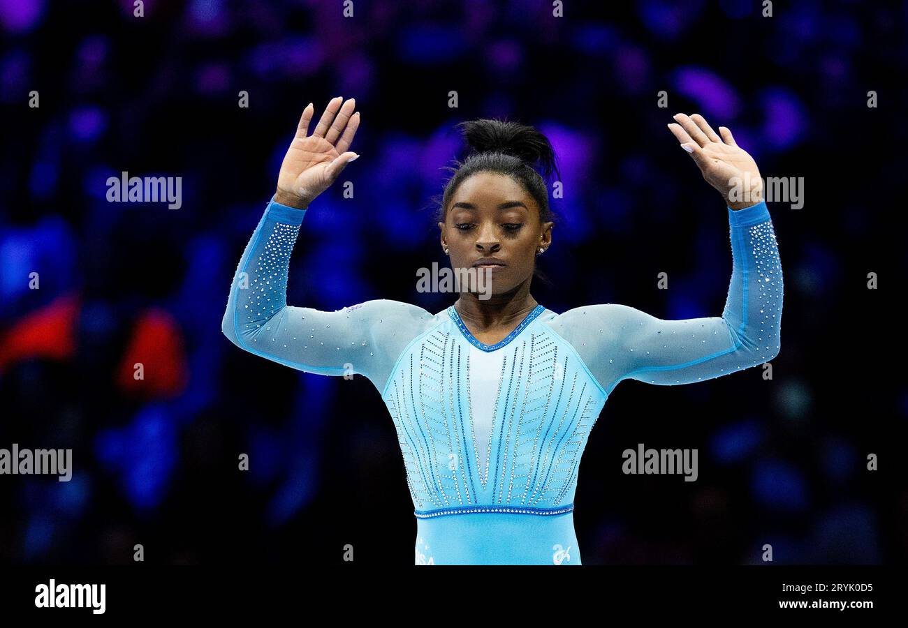 ANTWERP - American gymnast Simone Biles in action on the beam during ...